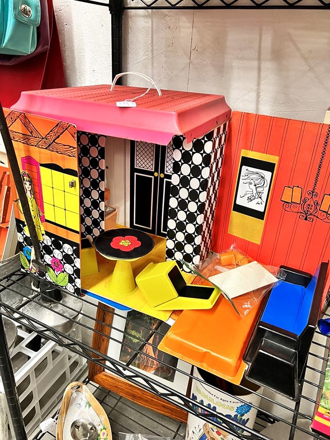 Remember when Barbie's dream house was more psychedelic than minimalist? This vintage playset screams "groovy" louder than Austin Powers.