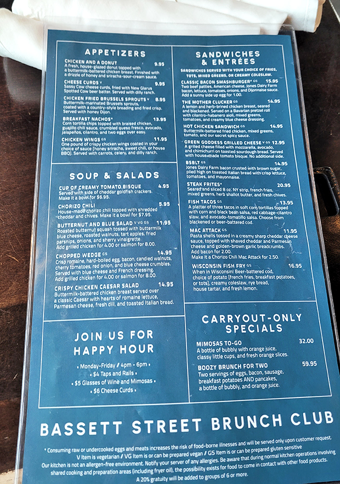 The menu reads like a love letter to Wisconsin comfort food – each item promising the kind of satisfaction that makes winter hibernation worthwhile.