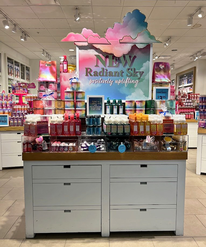 Bath & Body Works' "Radiant Sky" display&mdash;where your nose makes purchasing decisions your wallet wasn't consulted about.