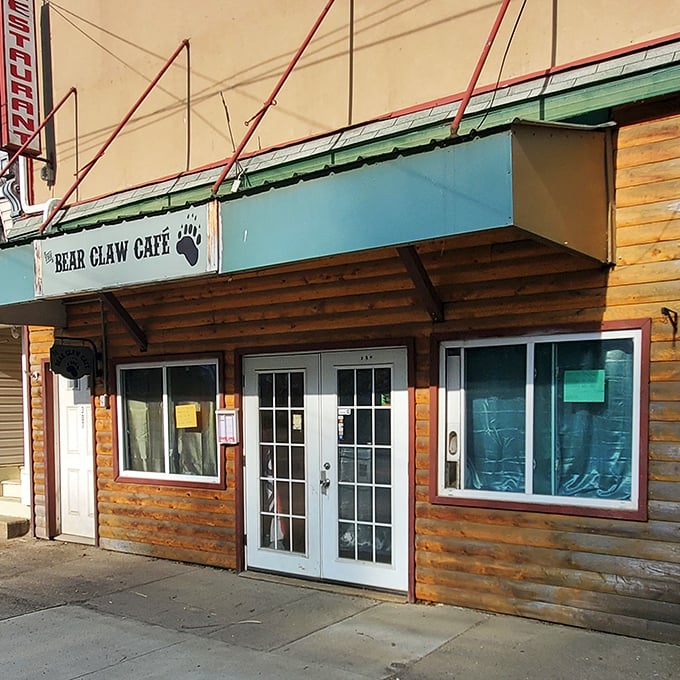 Bear Claw Caf&eacute;'s rustic log cabin exterior promises exactly what you want after a morning on the river: hearty food and zero pretension.