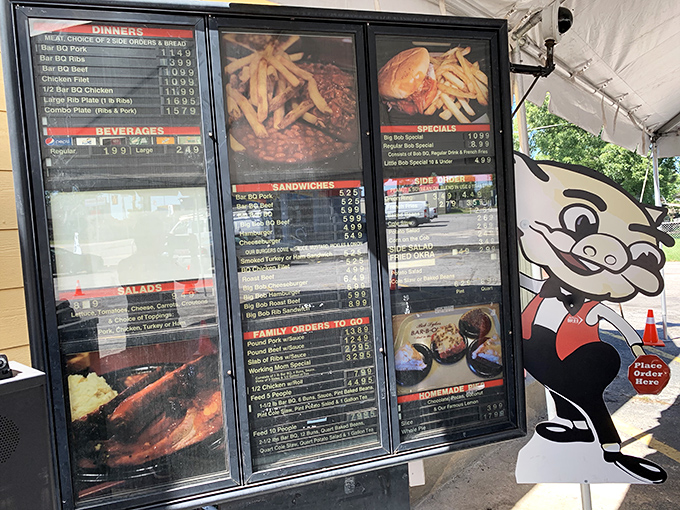 No fancy digital displays here—just honest food photography and straightforward menu options. The simplicity speaks volumes about their confidence.