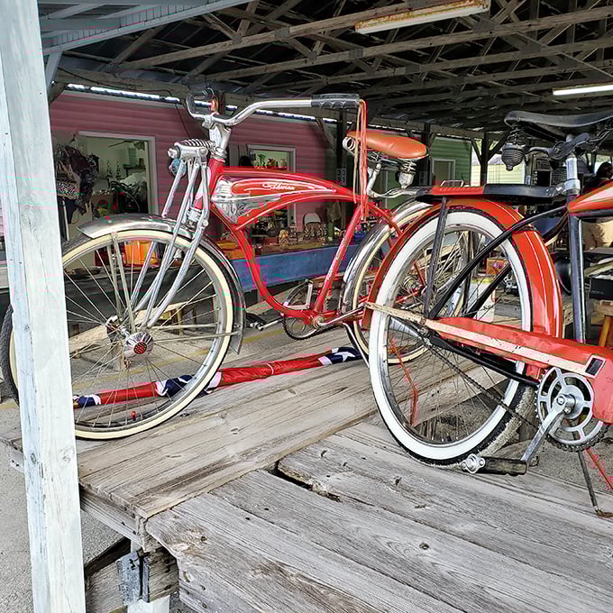 Time machines with pedals! This vintage cherry-red cruiser isn't just transportation; it's childhood nostalgia waiting for its next adventure.