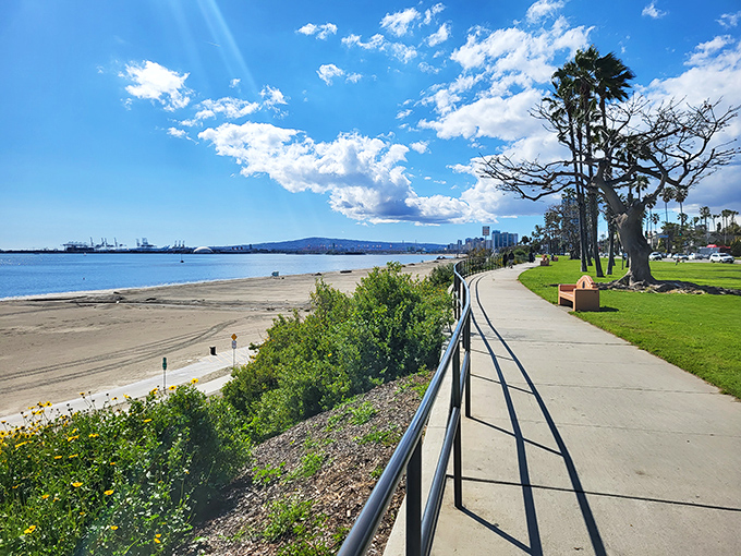 The waterfront path stretches endlessly ahead, basically daring you not to take a leisurely stroll or bike ride.