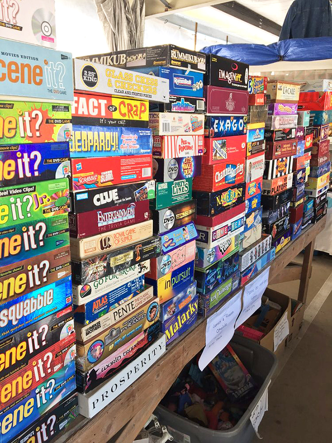 Board game heaven! From Scene It to Scrabble, this stall has enough entertainment to survive both family reunions and Florida hurricane seasons.