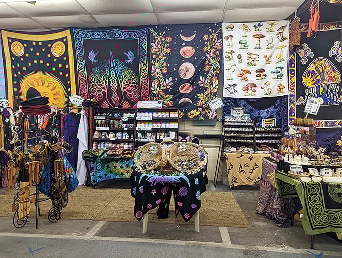 A psychedelic paradise of tapestries and trinkets that would make Jerry Garcia nod in approval. Cosmic shopping at its finest.