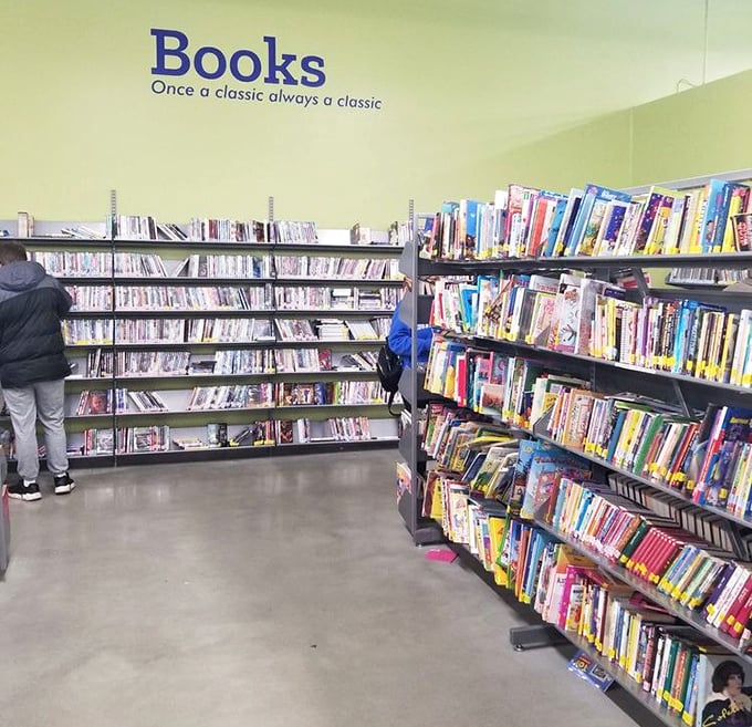 The book section isn't just shelves&mdash;it's a literary time machine offering everything from forgotten bestsellers to timeless classics.