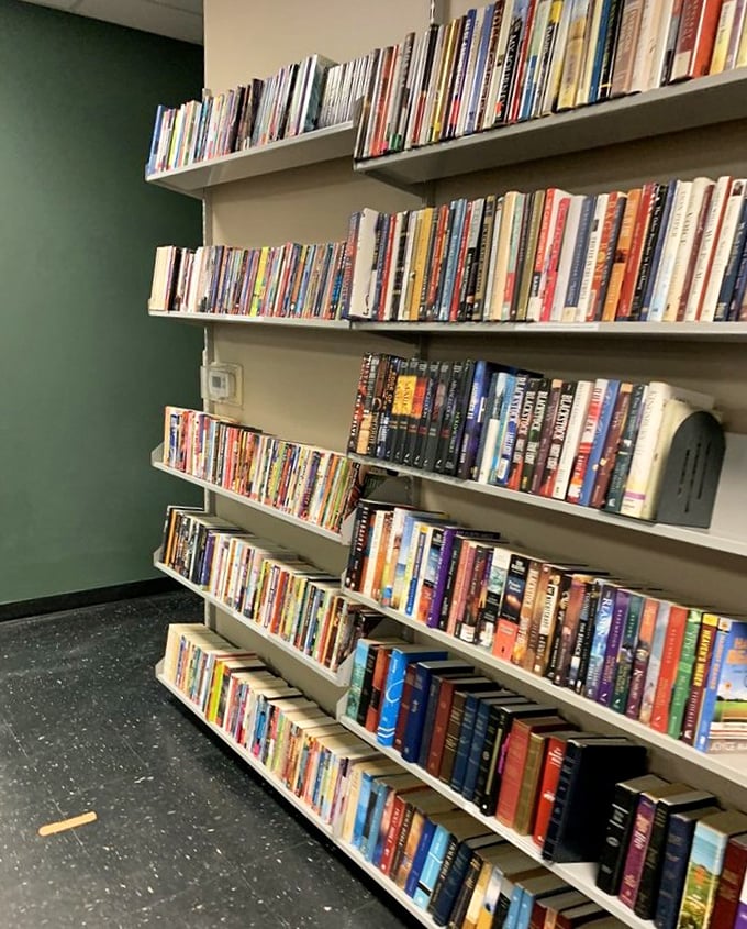 A bibliophile's dream come true! These shelves hold everything from forgotten classics to yesterday's bestsellers, all waiting for their next chapter with you.