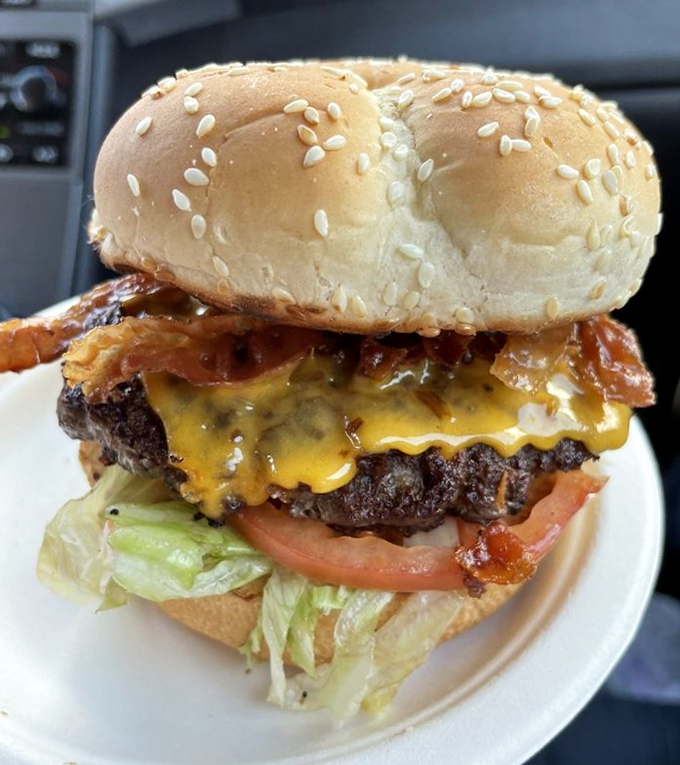 The Bunny Burger in all its glory&mdash;melted cheese cascading over a perfectly seared patty, nestled in a poppy seed bun. Poetry on a plate.