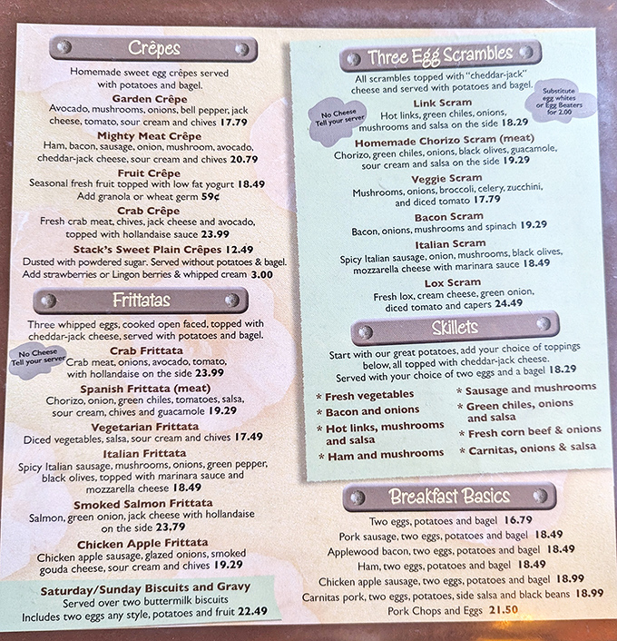 The menu reads like breakfast poetry &ndash; a symphony of scrambles, frittatas, and benedicts that will have you planning your next visit before finishing your first.