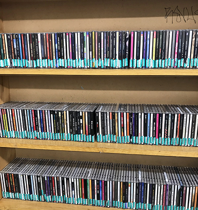 A music lover's dream archive: row upon row of CDs waiting to complete collections or introduce you to bands you missed the first time around.