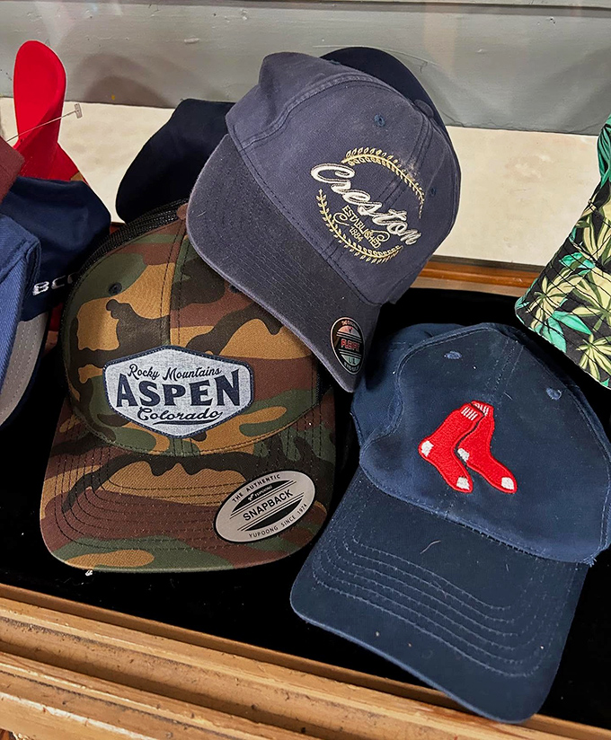 Baseball caps galore &ndash; because everyone needs options when having a bad hair day.