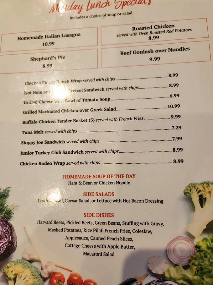 Monday's lunch specials read like a comfort food love letter. The Shepherd's Pie alone could make a grown adult weep with joy.