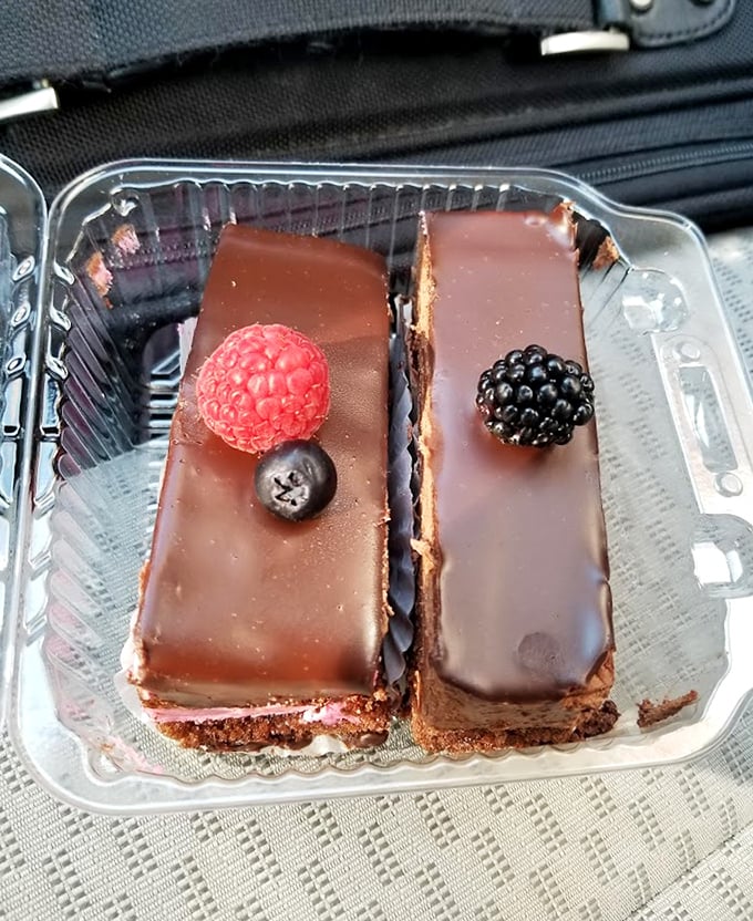 Display cases that could make a dieter weep with joy. Each shelf tells a different chapter in the story of "Why Elastic Waistbands Were Invented."