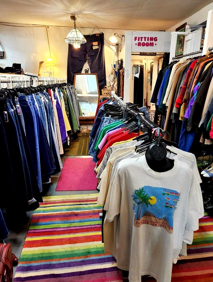 The vintage clothing section: where your next conversation starter hangs between someone else's memories and your future adventures.