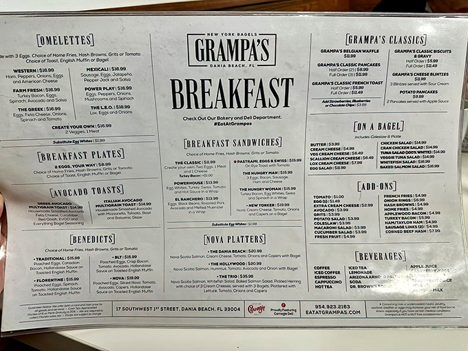 The menu board of dreams! Benedicts, Nova platters, and omelets galore &ndash; decision paralysis has never been so delicious.