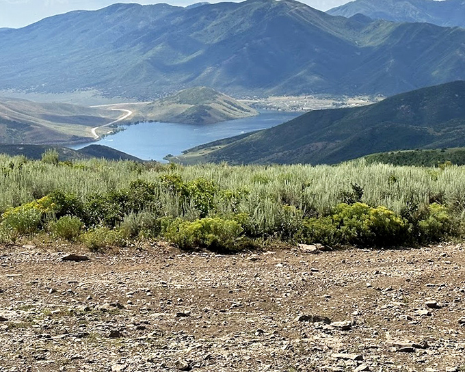 From this vantage point, Deer Creek Reservoir looks like a sapphire dropped among the mountains &ndash; nature's jewelry box opened for all to enjoy.