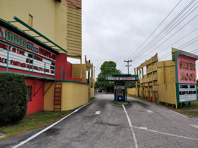Between the screens, this passageway feels like a portal to simpler times when entertainment meant community.