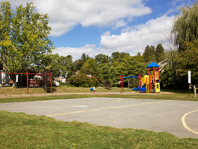 Simple pleasures reign supreme at this neighborhood park, where kids can play without parents needing to take out a second mortgage for admission.