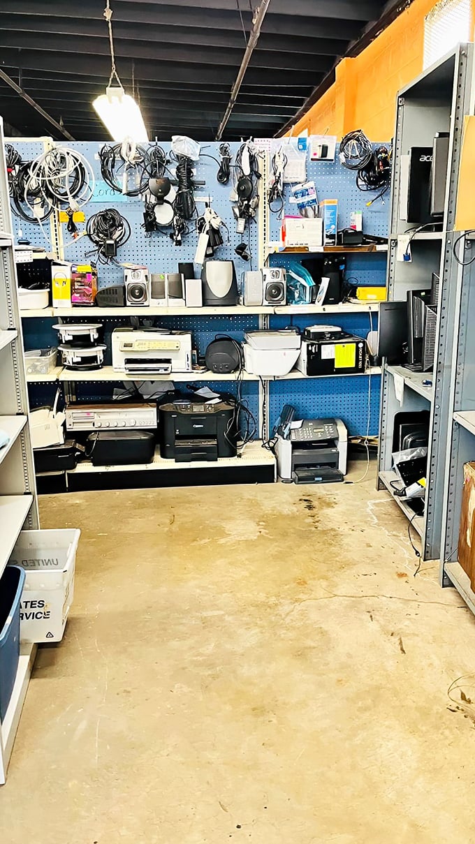 The electronics section: where yesterday's cutting-edge technology finds new purpose. One person's obsolete is another's vintage gold.