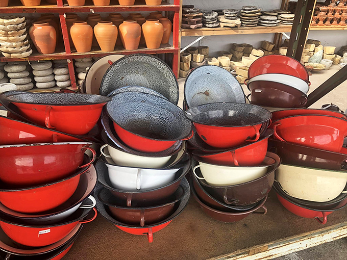 The holy grail of kitchenware&mdash;enamel bowls in fire-engine red that could tell stories of countless family recipes. Grandma would approve of this collection.