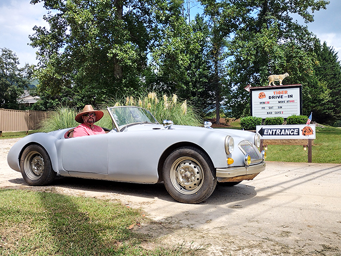 The snack bar entrance promises treats that won't require refinancing your home like regular theaters.