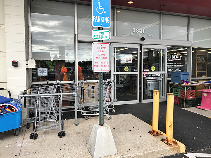 Shopping carts stand at attention like eager tour guides, ready to accompany you on your treasure-hunting expedition through this wonderland.