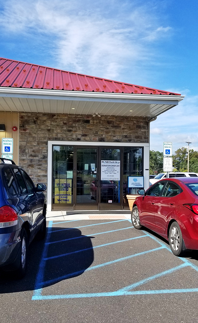 The donation drop-off entrance &ndash; where yesterday's impulse purchases become tomorrow's delightful discoveries for someone new.