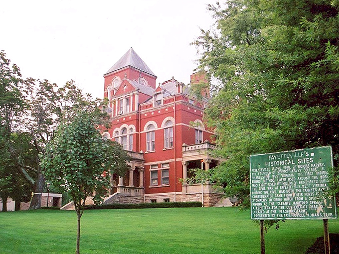 The stately red-brick courthouse commands attention like a Victorian gentleman at a garden party, complete with architectural flourishes that whisper stories of bygone days.