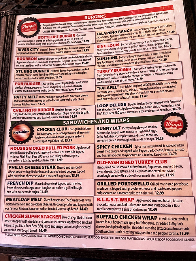 The menu reads like a love letter to American comfort food, with each burger option more tempting than the last.