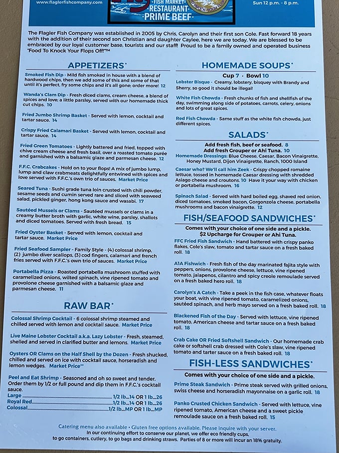 The menu reads like a love letter to the ocean. Each item promises a vacation for your taste buds.