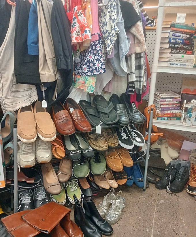 A shoe lover's paradise where every pair tells a story&mdash;from barely-worn loafers to boots with adventures already built in.