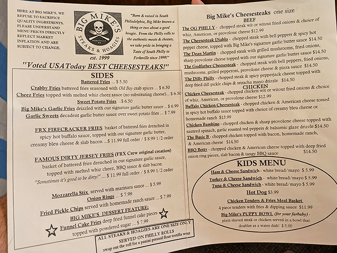 The menu reads like a love letter to Philadelphia sandwich culture, with enough options to require multiple visits to fully explore.