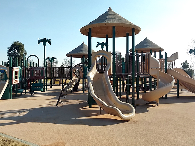 Freedom Park's playground offers grandkids the perfect excuse to slide into childhood again. Those palm-topped towers are practically begging for a game of "royal castle."