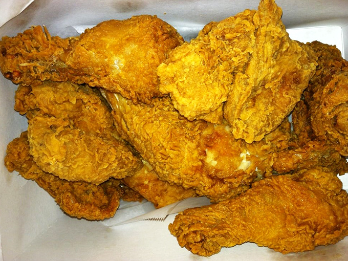 Golden armor protecting juicy treasure&mdash;this is fried chicken that understands its assignment and executes it with MBA-level precision.