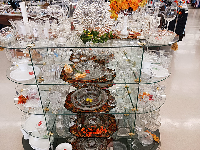 Crystal kingdom! Each gleaming piece whispers stories of dinner parties past, just waiting for your table to write the next chapter.