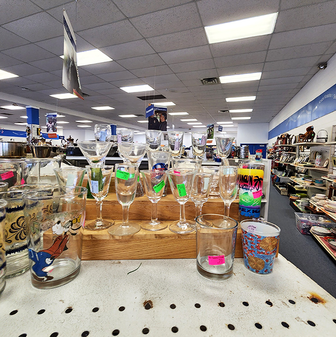 Crystal stemware lined up like soldiers ready for duty at your next dinner party. Champagne tastes on a root beer budget!