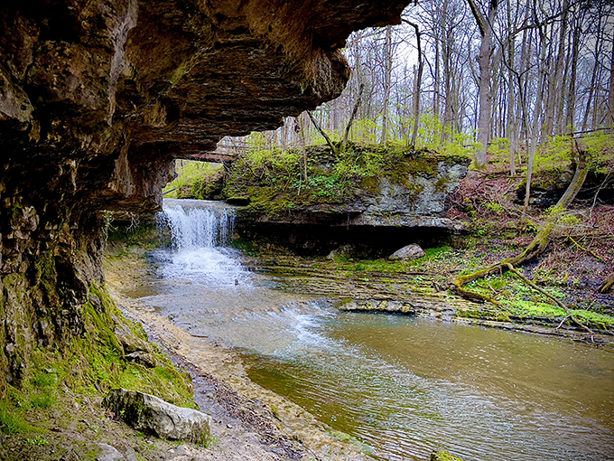 Mother Nature showing off her architectural skills at Glen Helen Nature Preserve. This limestone formation and waterfall create nature's perfect meditation spot.