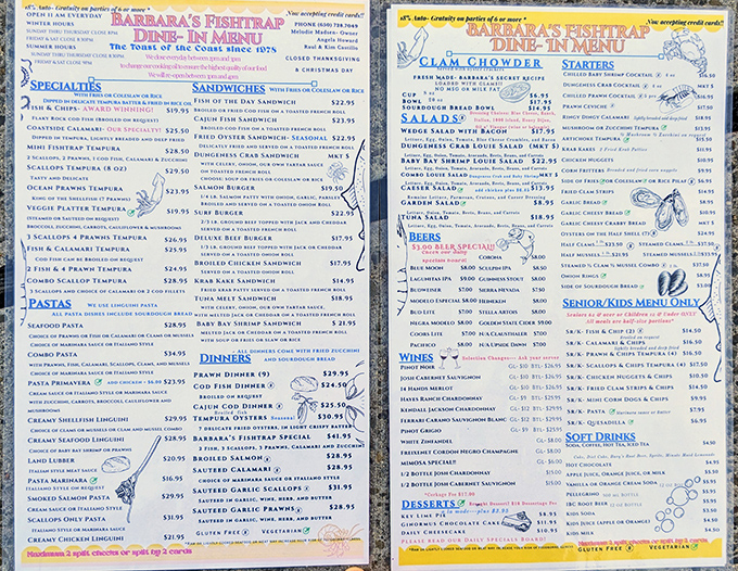 The menu at Barbara's reads like a love letter to the sea—extensive enough to impress but focused enough to know they're doing everything right.