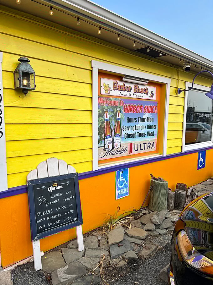 The Harbor Shack's sunshine-yellow exterior is like a beacon for hungry travelers. This colorful eatery promises seafood worth writing home about.