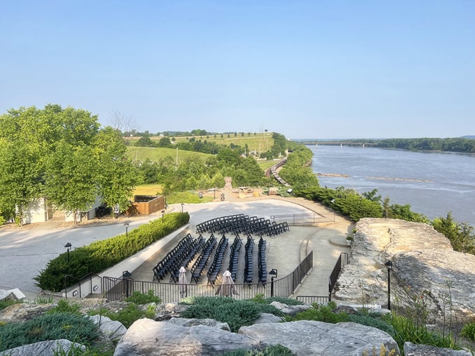 An outdoor amphitheater perched above the Missouri River offers perhaps the most scenic spot for summer concerts in the entire state.