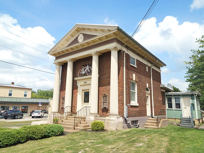 This stately brick building with grand columns isn't compensating for anything&mdash;it's just confidently showcasing Windham's architectural heritage.