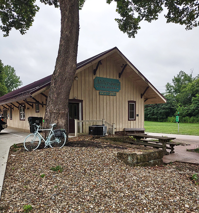 The old Millersburg train depot stands as a charming reminder that sometimes the journey really is better than rushing to your destination.