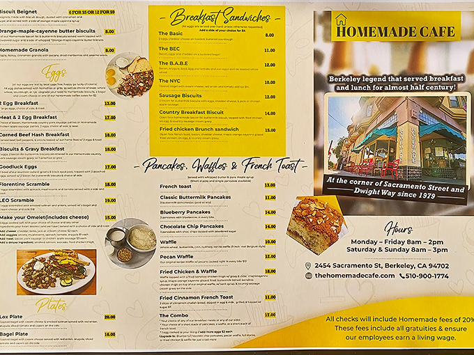 The menu reads like a love letter to breakfast classics with just enough creative twists to keep your morning routine from becoming routine.