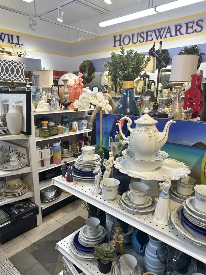 Treasure hunters paradise: The housewares section where vintage teapots and delicate china wait to star in your next dinner party or afternoon tea. Marie Kondo's nightmare, bargain hunter's dream.