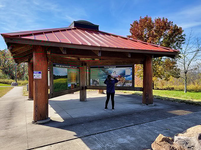 Knowledge is power at the informational pavilion, where visitors learn how this mechanical marvel once moved mountains one scoop at a time.