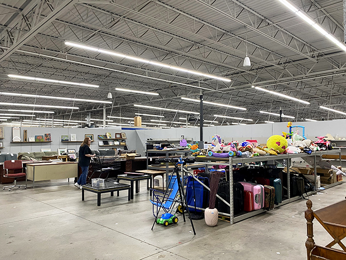 Welcome to the warehouse wonderland where organization takes a backseat to possibility. Treasure hunting at its finest!