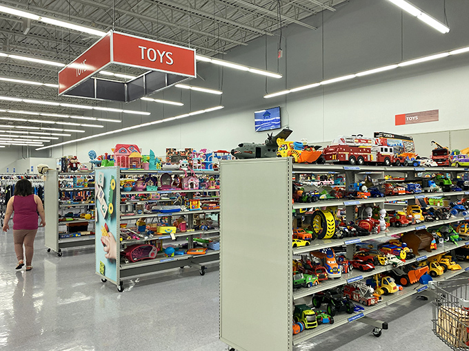 The toy section is a nostalgic playground where yesterday's playthings await new adventures with the next generation.