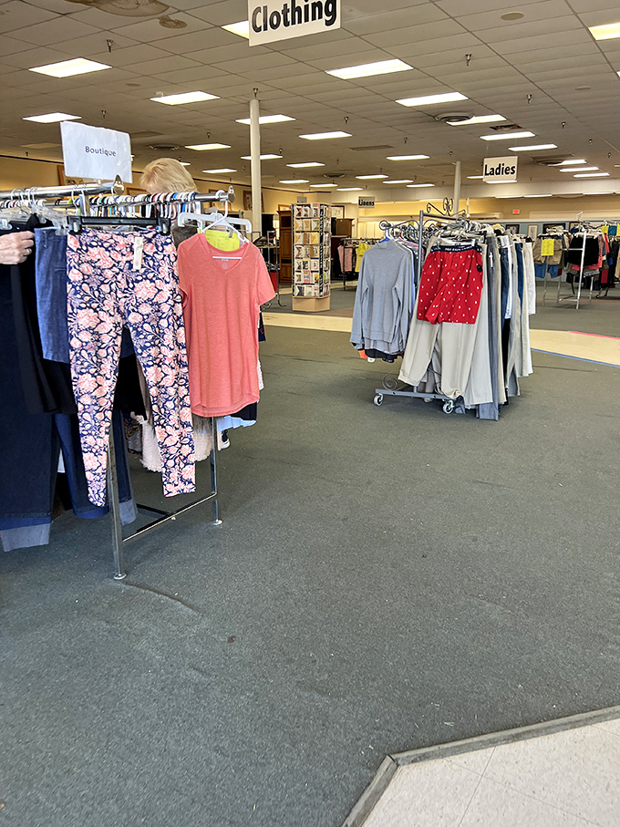 Welcome to the promised land of pre-loved fashion! Racks organized by size and type make hunting for your next favorite outfit surprisingly civilized.