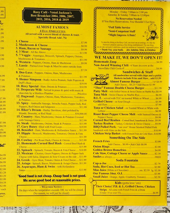 A menu that doesn't just list food&mdash;it tells stories. With dish names like "Biker's Dream" and "Homer Simpson," ordering becomes an adventure.