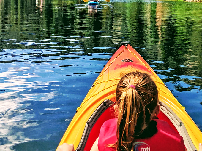 Paddling through reflections so perfect you'll question which way is up. The only notification you'll get here is from your soul saying "thank you."